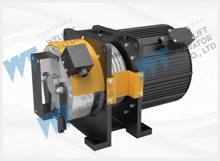 Compact Structure Gearless Traction Elevator Motor Dish Brake For Home ...