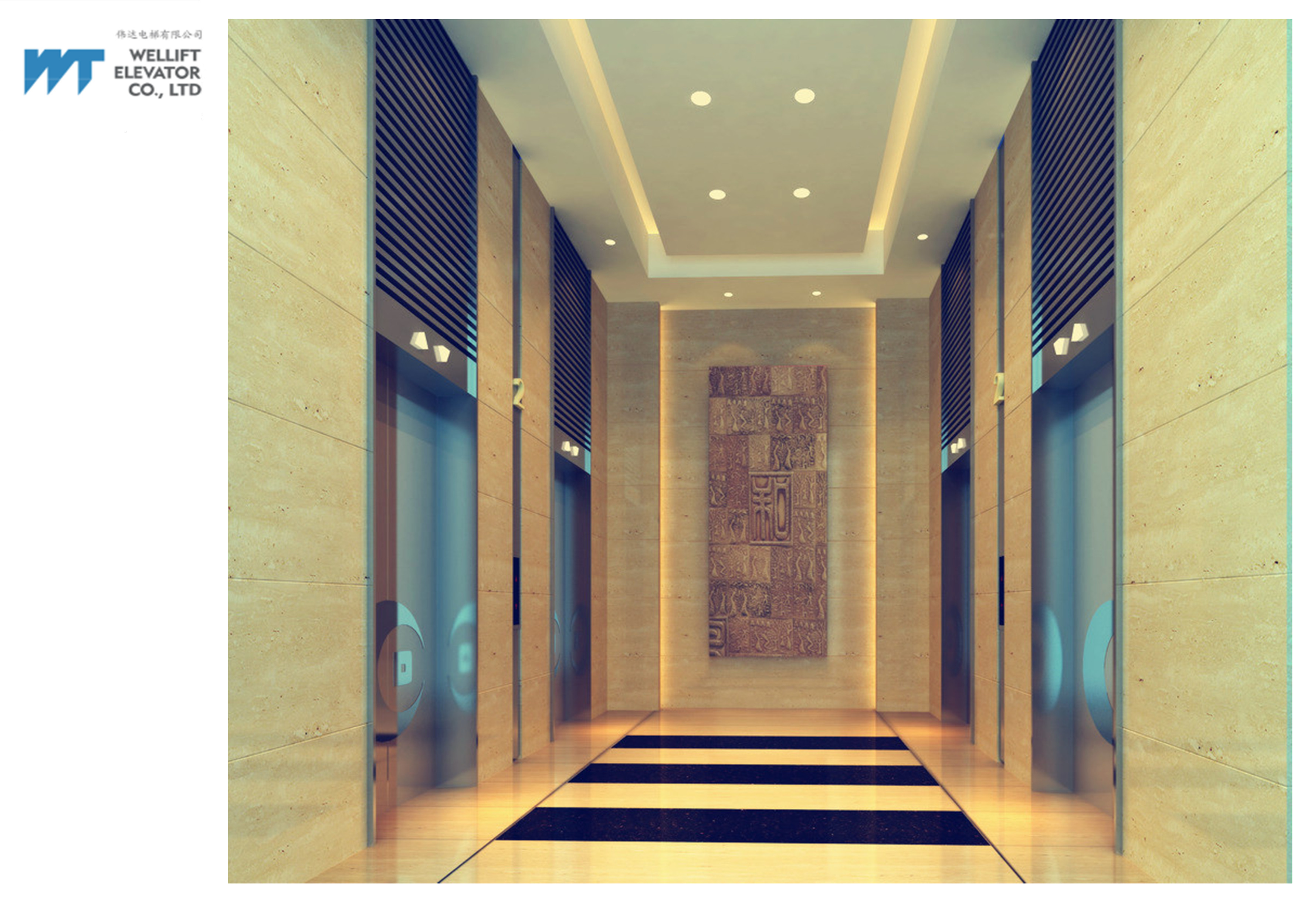 AC VVVF Control 1000kg 2.5m/S Passenger Lift Elevator